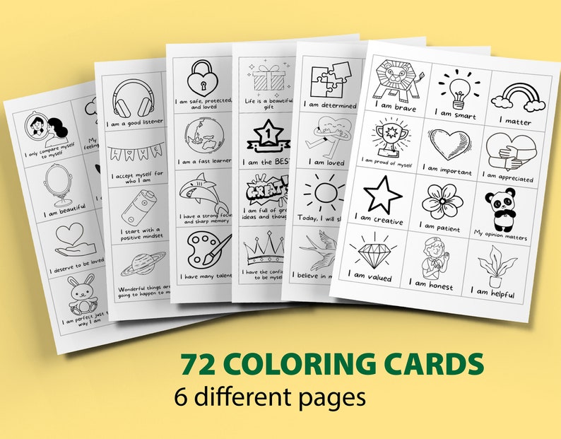 Kids Coloring Affirmation Cards: Positive Growth Mindset (PDF Download ...