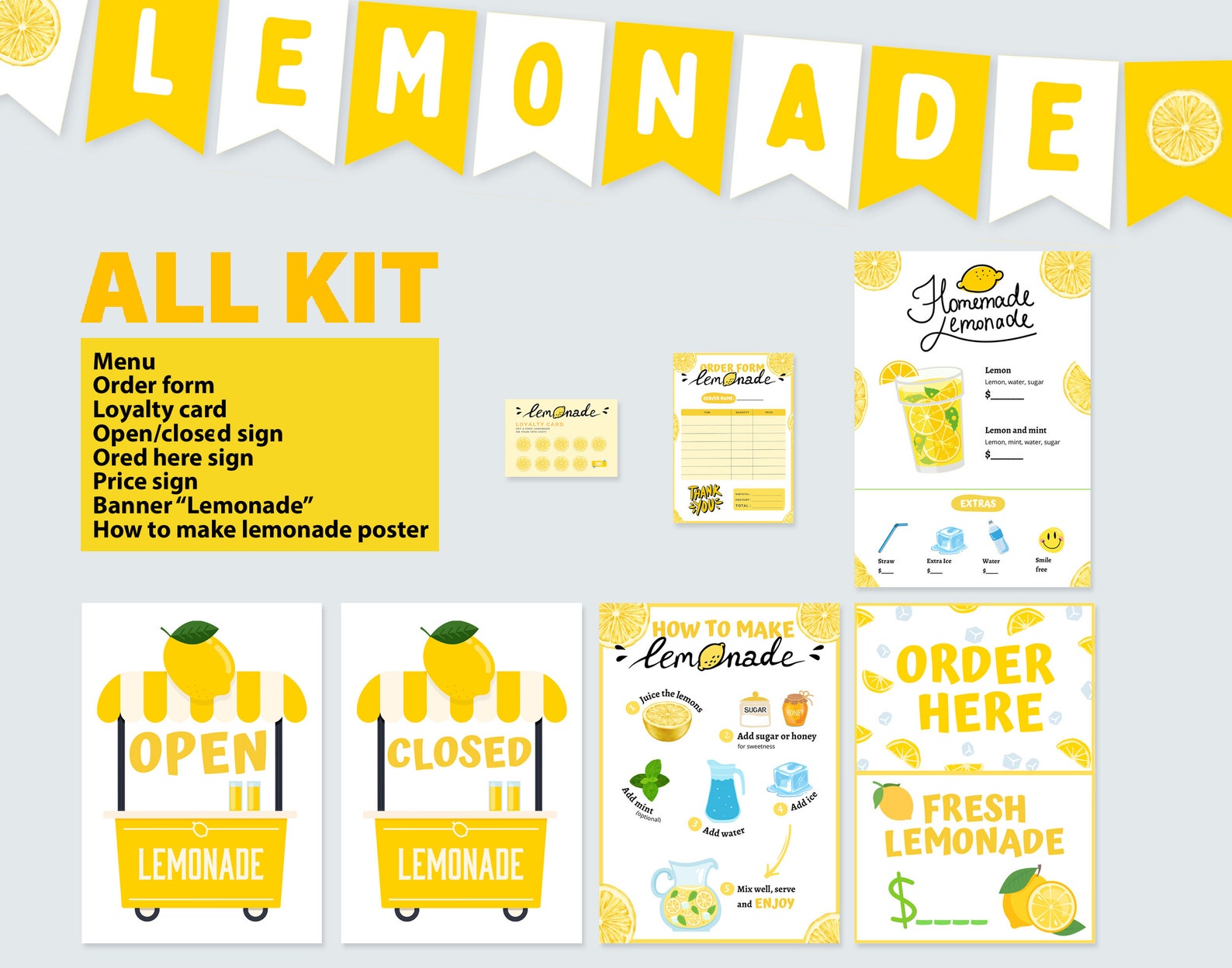 Lemonade Stand Pretend Play Printable Kit, Dramatic Play Menu, Summer ...