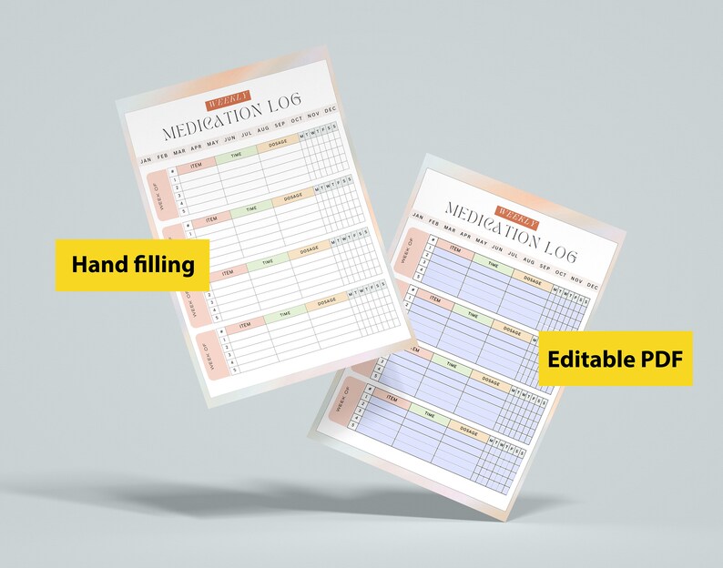 Editable Medication Log Printable, Medication Tracker, Medication List ...