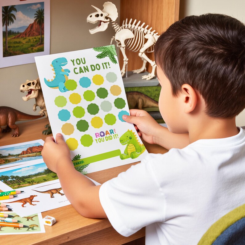 Dinosaur Reward Chart, Printable Sticker Chart for Kids, Toddler ...