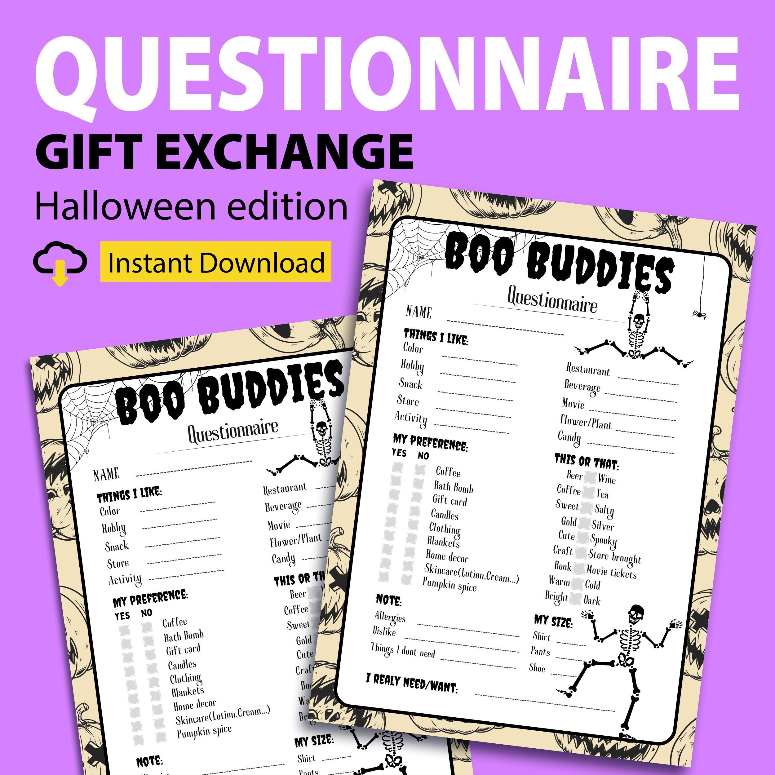 Printable Spooky Sister Survey Boo Buddy Questionnaire for Halloween ...