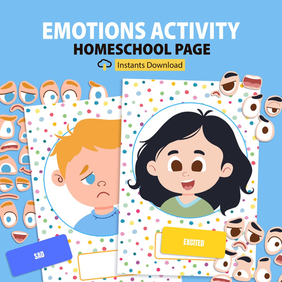 Emotions Matching Game: Kids Feelings Chart, Calming Corner Activity ...