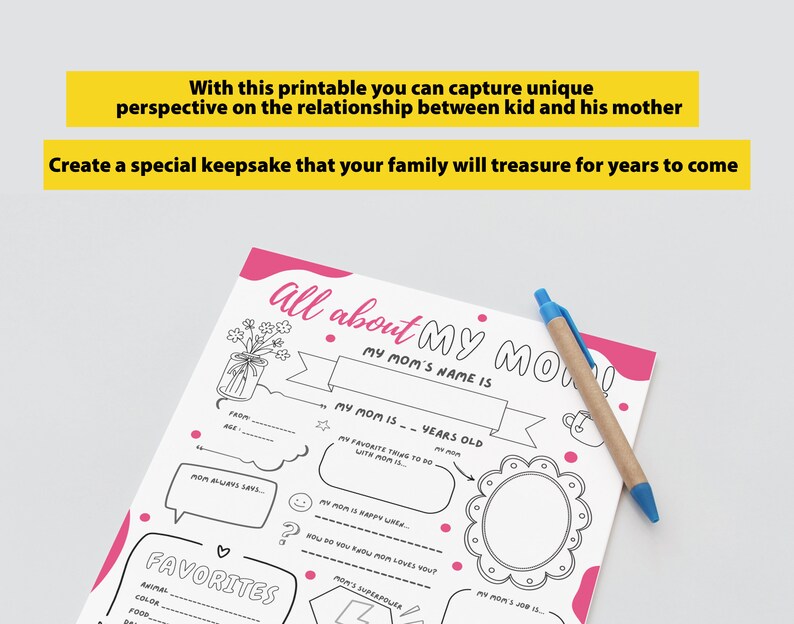 All About My Mom Printable Interview, Mothers Day Gift Ideas Preschool ...