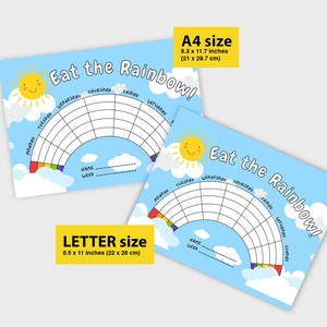 Healthy Eating Tracker Reward Chart for Kids Printable, Eat the Rainbow ...