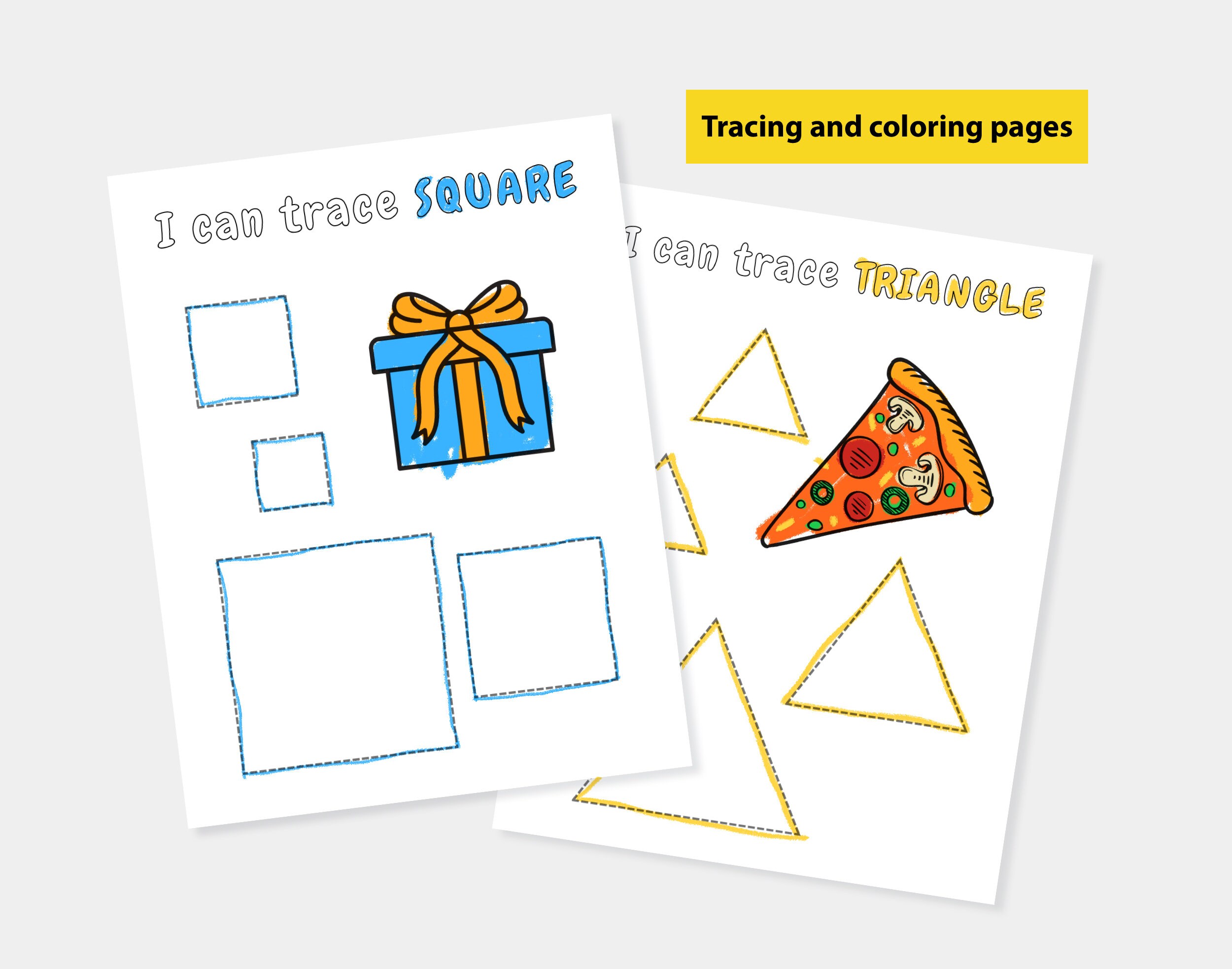 Shape Worksheets for Kids Printable, Shape Tracing Worksheets Practice, Basic Shape Tracing ...