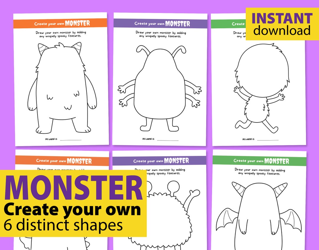 Create Your Own Monster Printable Template for Kids Halloween - Etsy UK