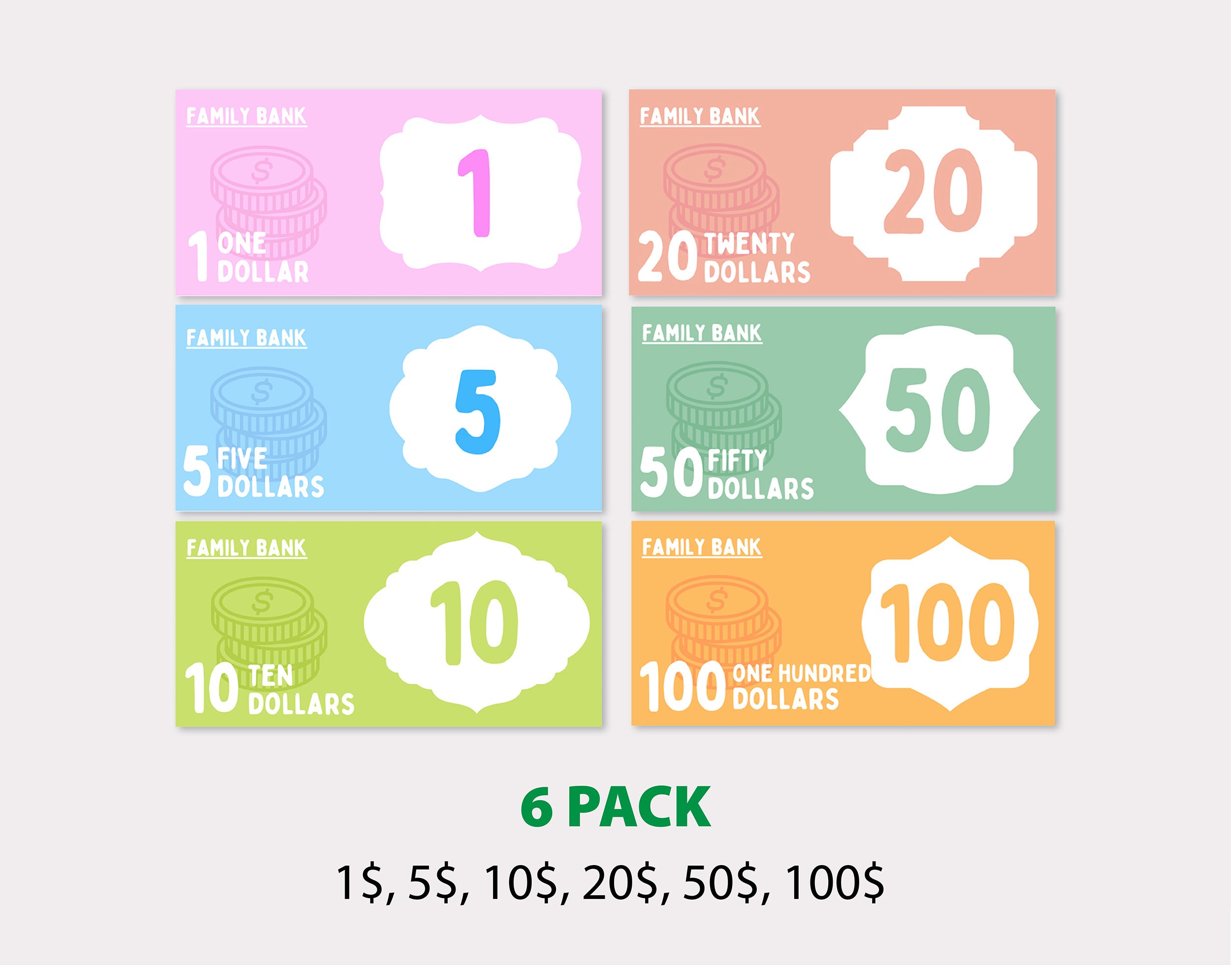 Pretend Play Money Printable, Kids Play Money, Fake Money for Play, Toy ...