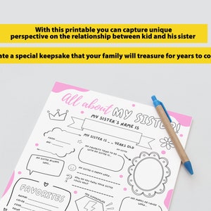 All About My Sister Printable Interview, Siblings Questionnaire ...
