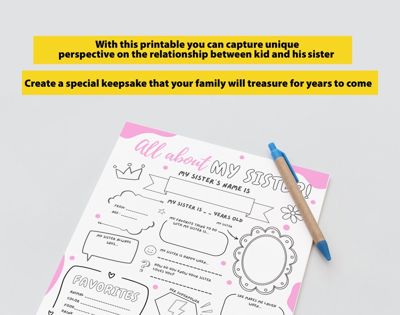 All About My Sister Printable Interview, Siblings Questionnaire ...