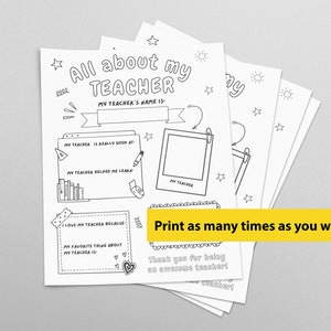 All About My Teacher, Teacher Appreciation Week Printable, Meet the ...
