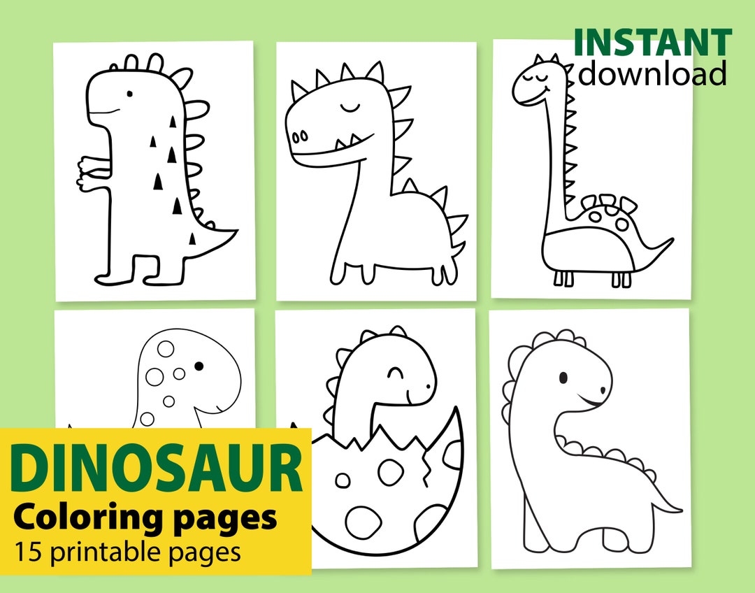 Easy Dinosaur Coloring Pages for Kids Dinosaur Pictures to - Etsy