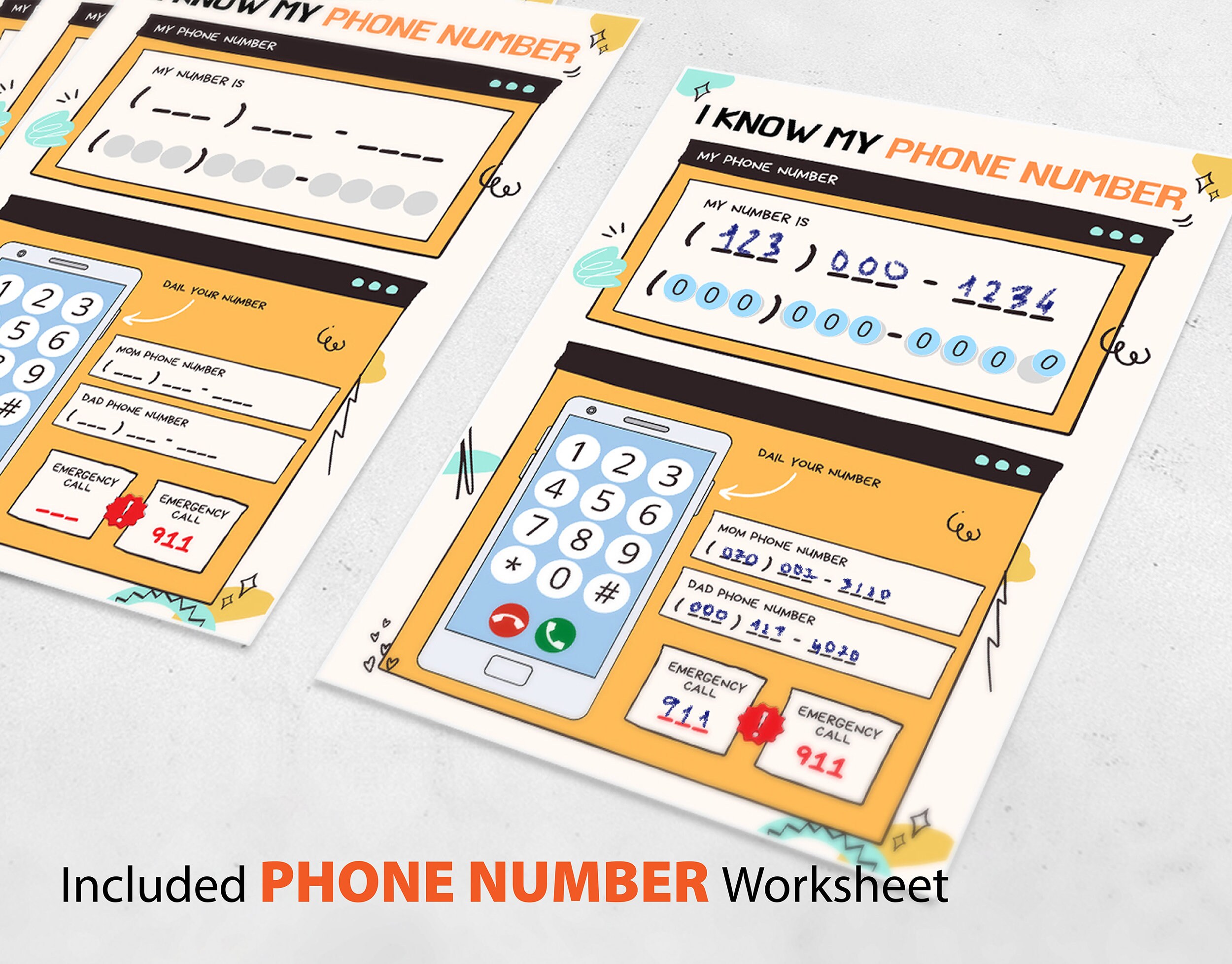 Life Skills Worksheets for Kids Printable Phone Number and - Etsy