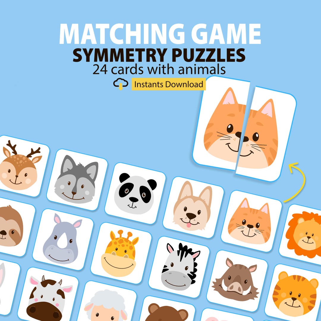 Animals Matching Game for Toddlers, Find a Pair Match Picture Activity ...