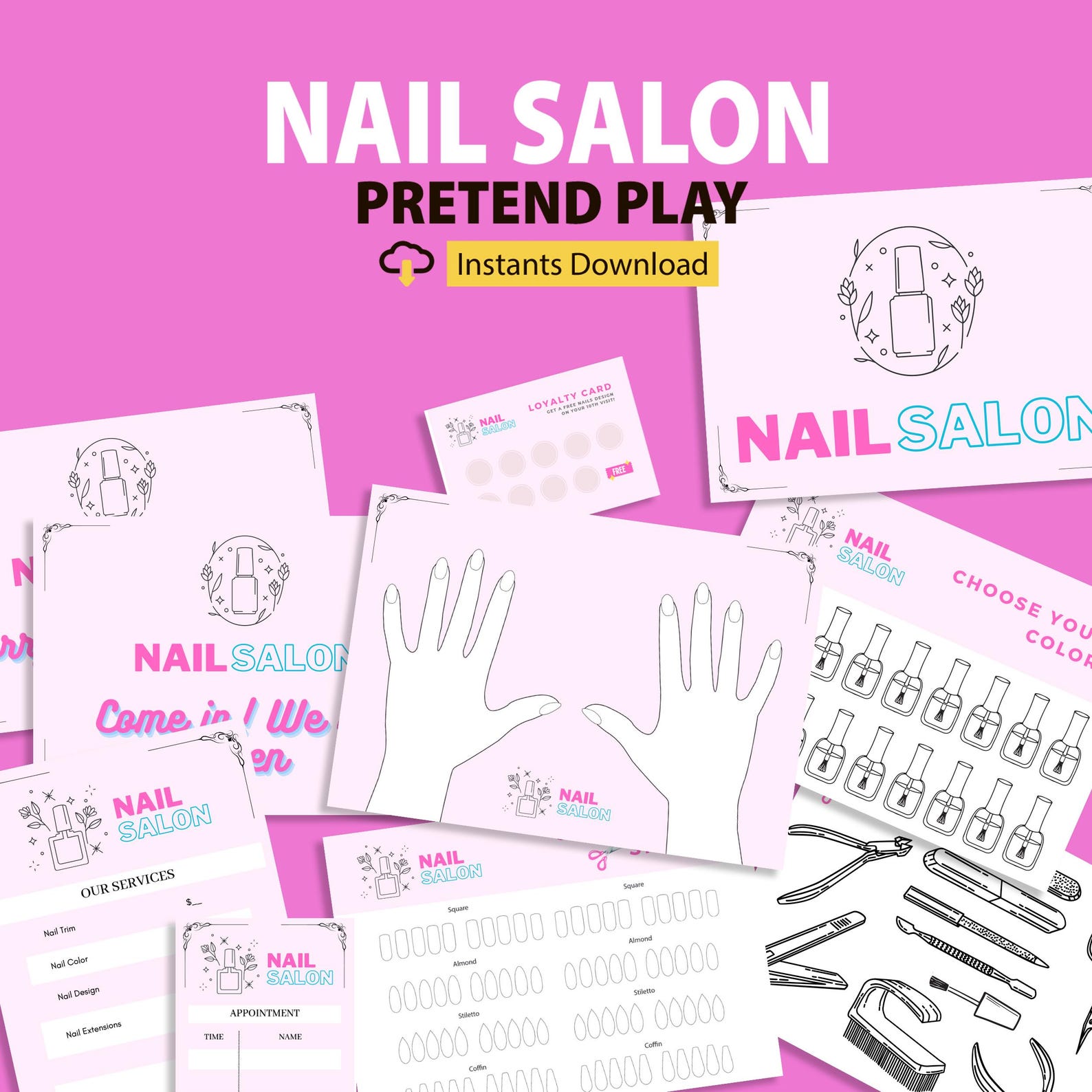Pretend Play Nail Salon Printable: Kids Manicure Set (digital Download ...