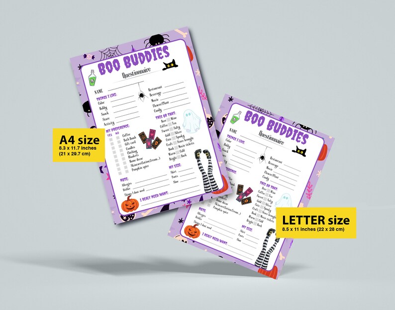 Printable Halloween Gift Exchange Questionnaire, Spooky Sister Survey ...