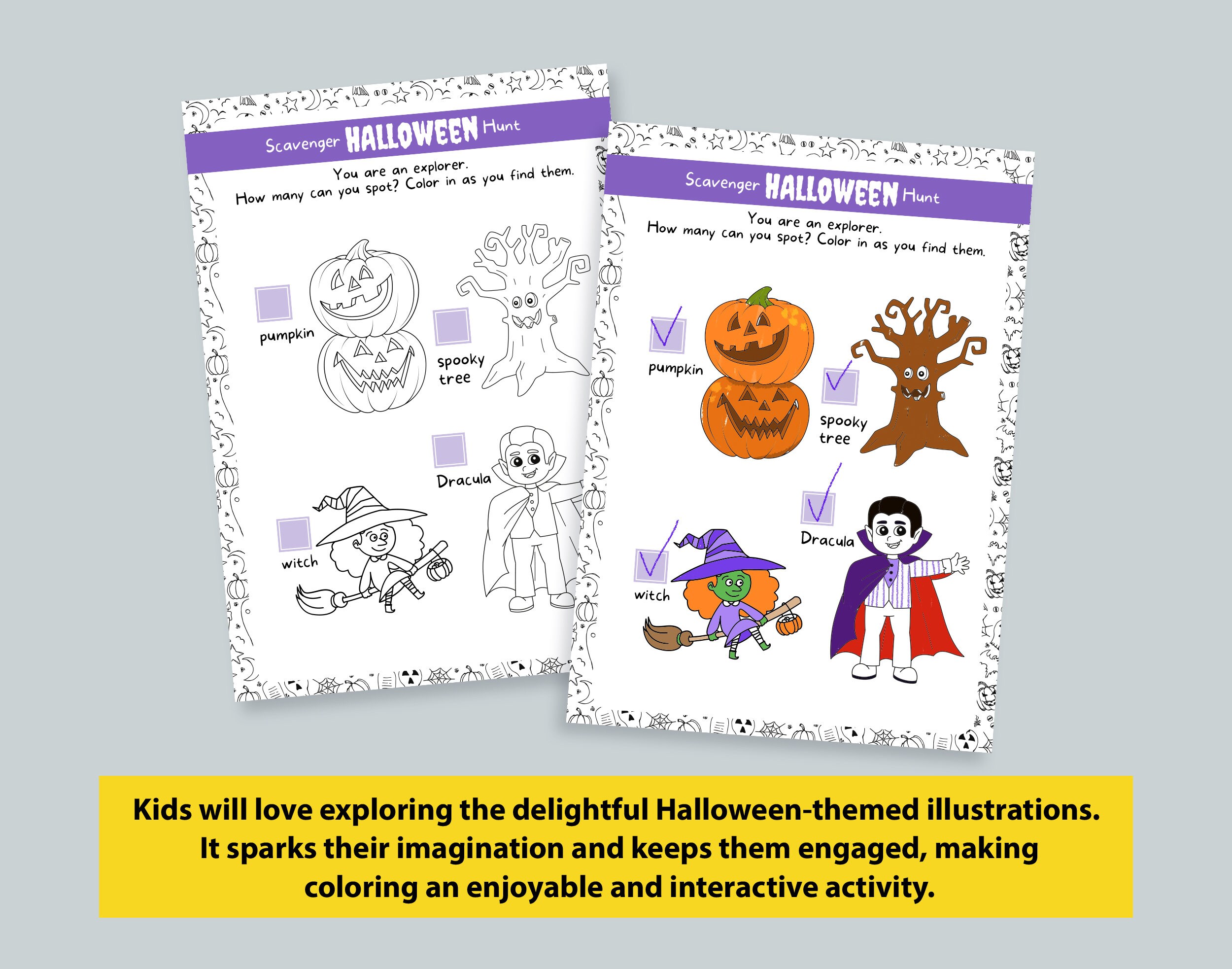 Halloween Coloring Scavenger Hunt Printable, Halloween Treasure Hunt ...