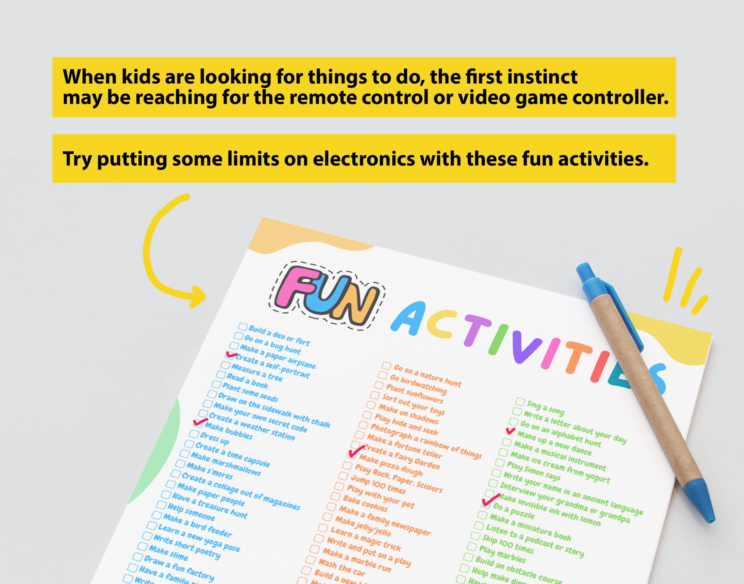 Summer Bucket List for Kids and Families Printable, Free Screen Time ...