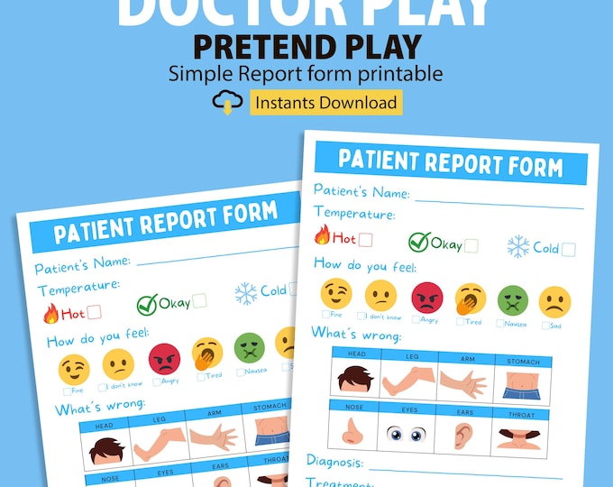 Doctor Forms Printable - Kids Pretend Play Doctor - Dramatic Play ...