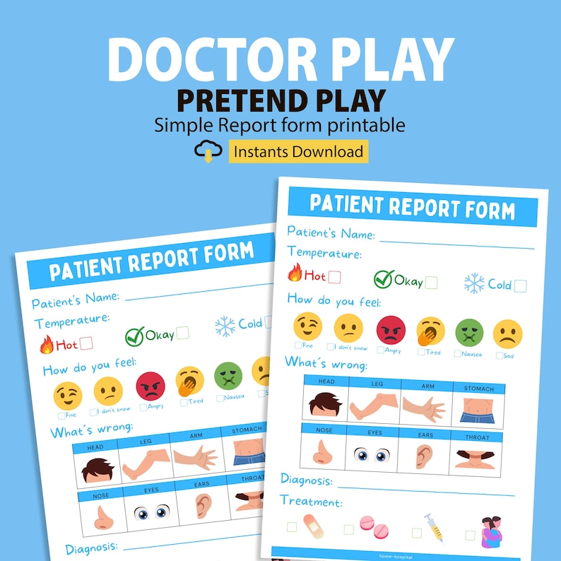 Doctor Pretend Play Printable: Patient Report Form (A4 Digital Download ...