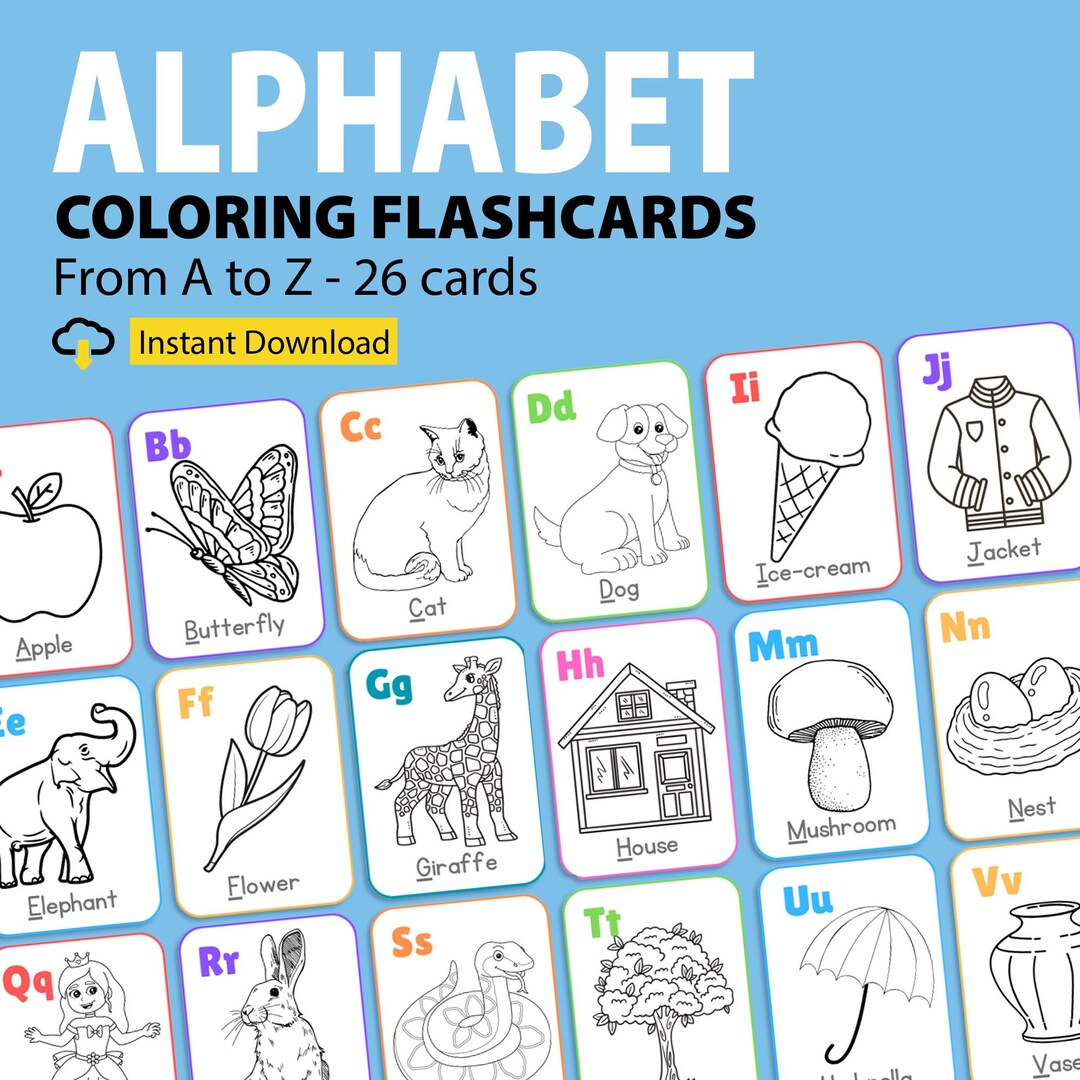 Alphabet Coloring Printable, ABC Alphabet Flash Cards, Preschool ...
