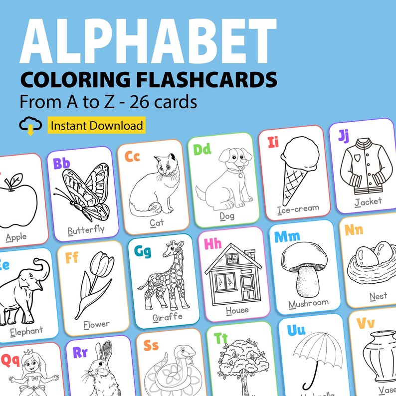 Alphabet Coloring Printable, ABC Alphabet Flash Cards, Preschool ...