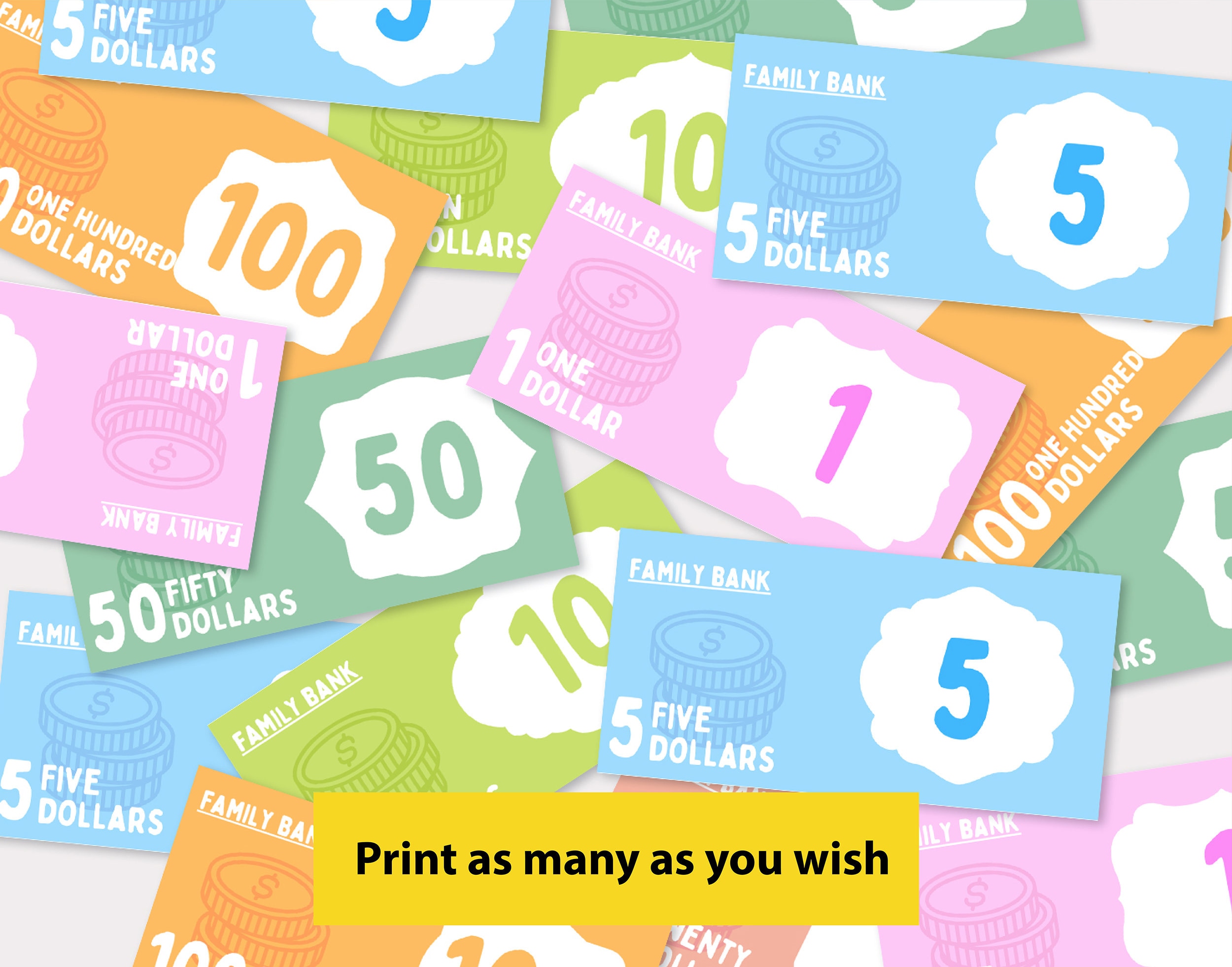 Pretend Play Money Printable, Kids Play Money, Fake Money for Play, Toy ...