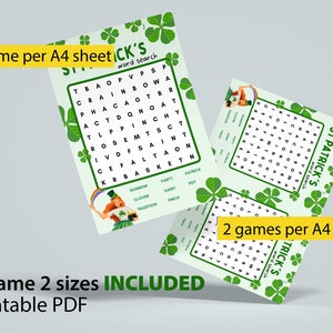 St. Patricks Word Search Printable, Word Search Puzzle St Patrick's, St ...