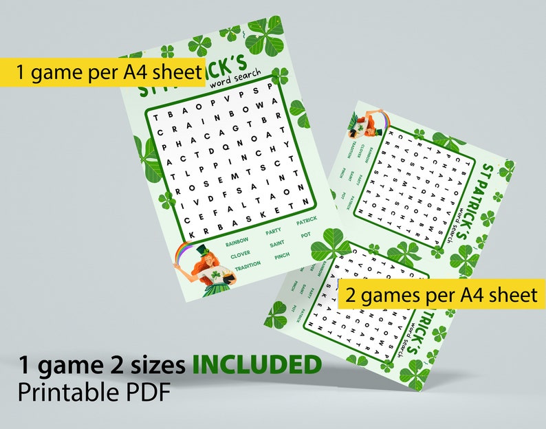 St. Patricks Word Search Printable, Word Search Puzzle St Patrick's, St ...