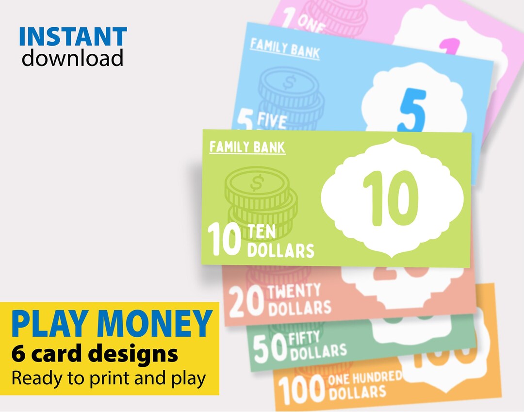 Pretend Play Money Printable, Kids Play Money, Fake Money for Play, Toy ...