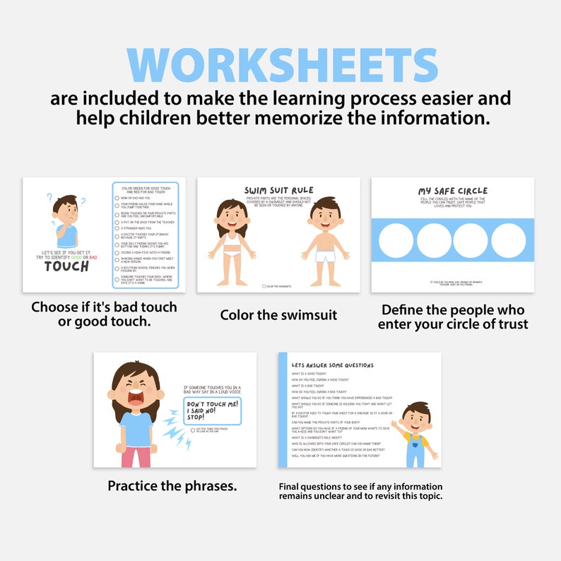 Good and Bad Touch Learning Printable Booklet, Teaching Body Safety to ...