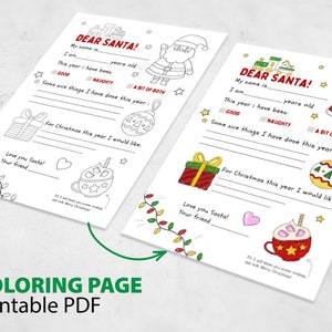 Letter to Santa Coloring Page PRINTABLE, Kids Letter to Santa Printable ...