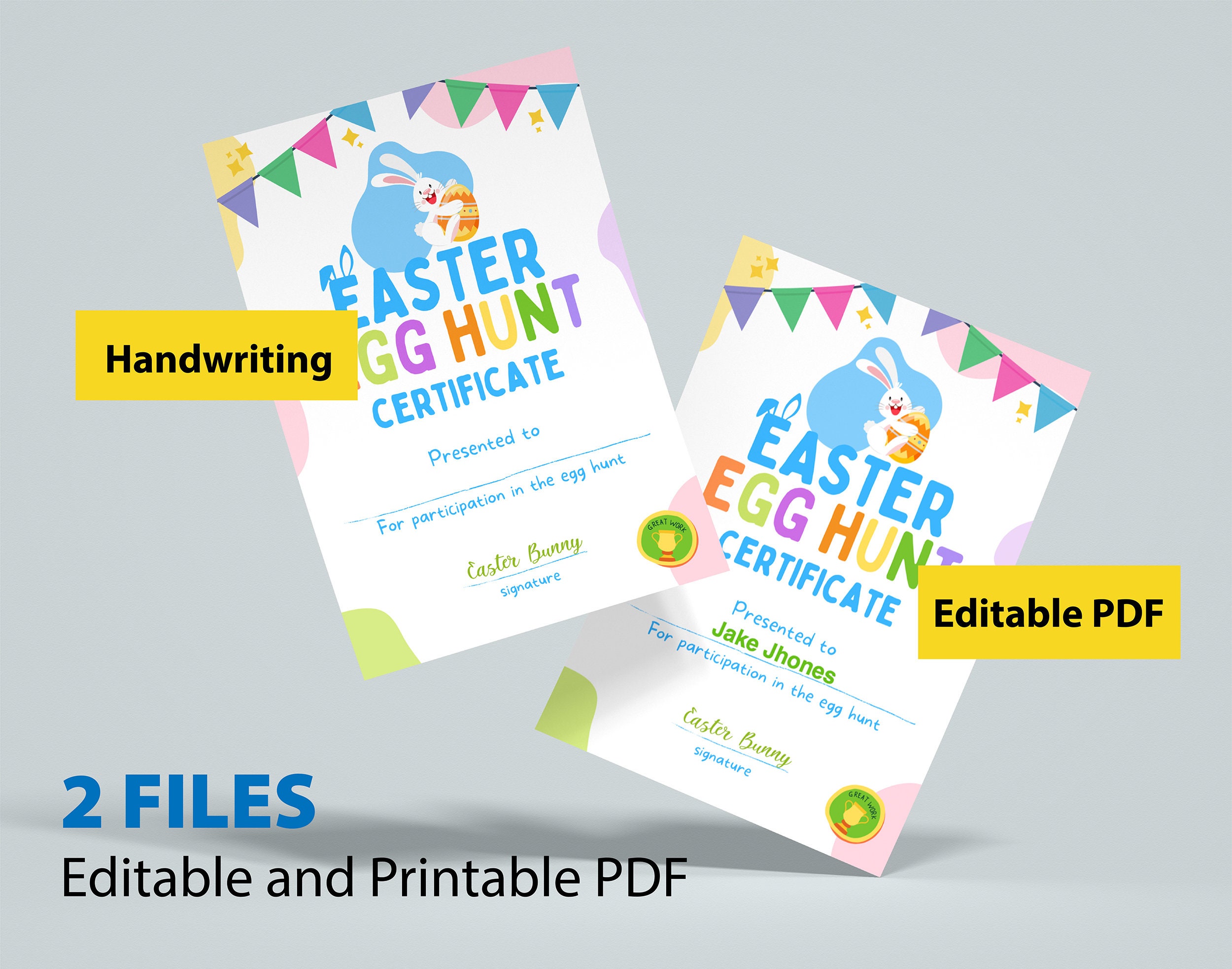 Easter Egg Hunt Certificate Printable and Editable, Easter Egg Hunt ...