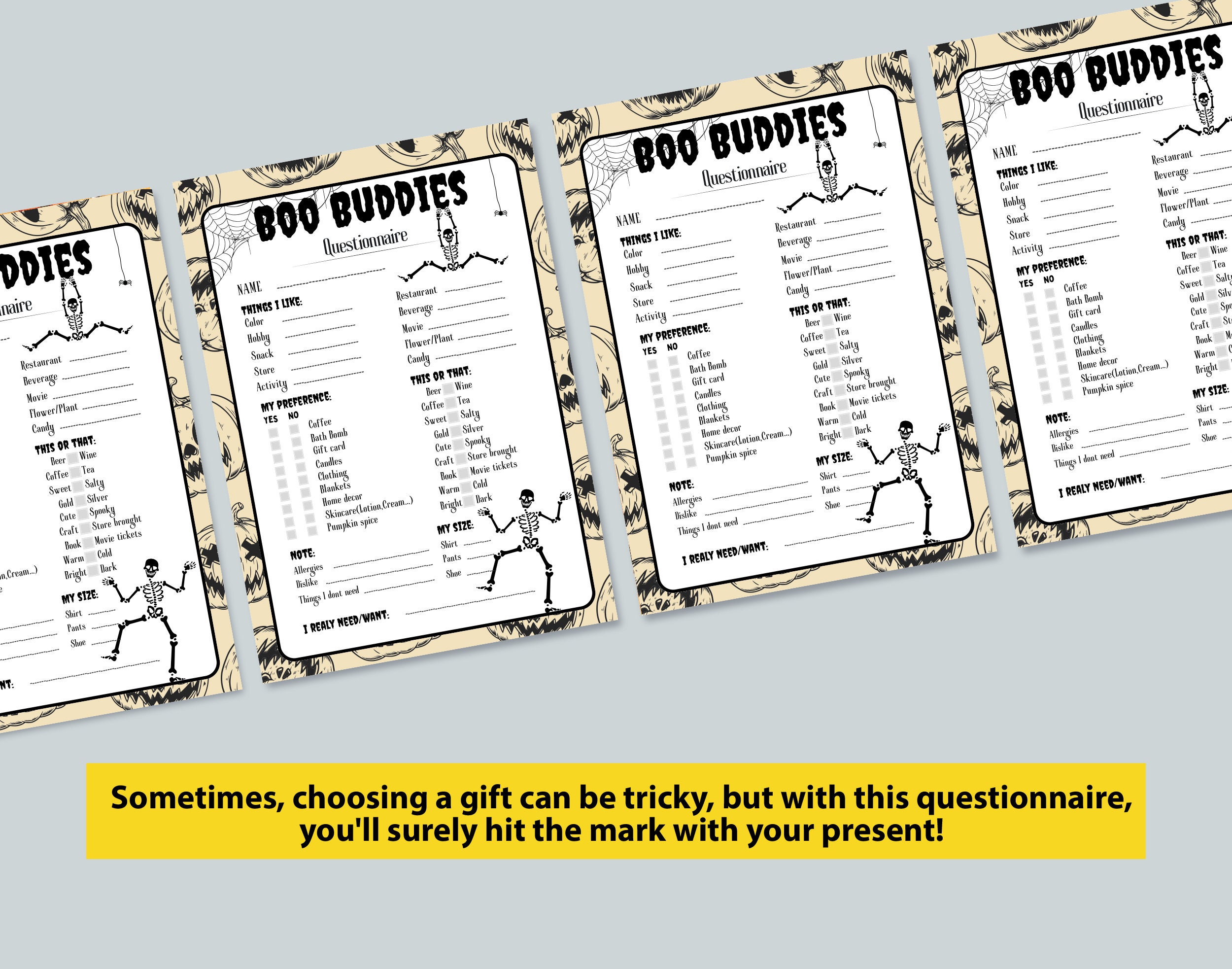 Printable Spooky Sister Survey, Boo Buddy Questionnaire for Halloween ...