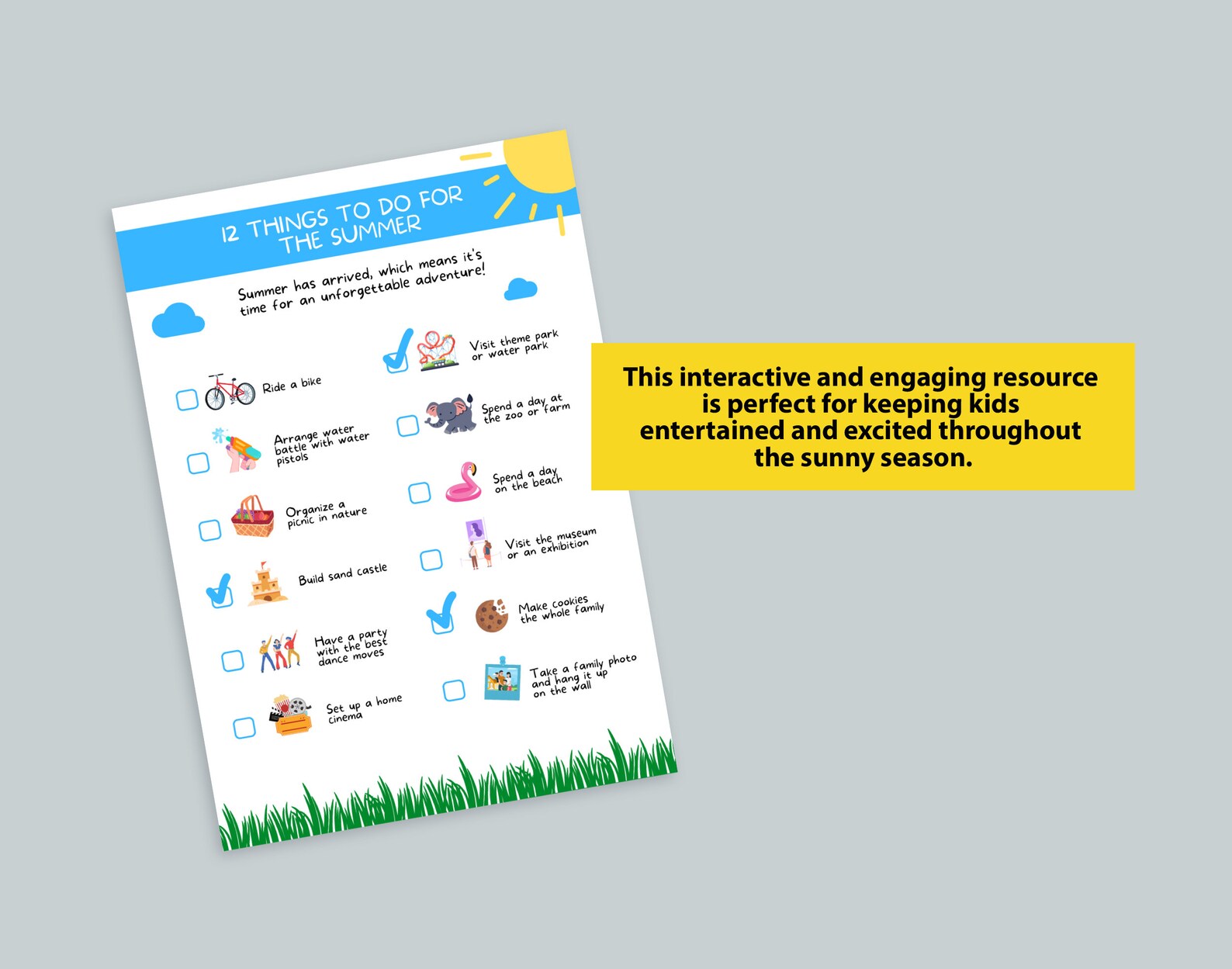 Summer Bucket List, Printable Activity for Kids, Summer Games, Fun ...