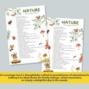 Printable Nature Outdoor Scavenger Hunt, Woodland Treasure Hunt for ...