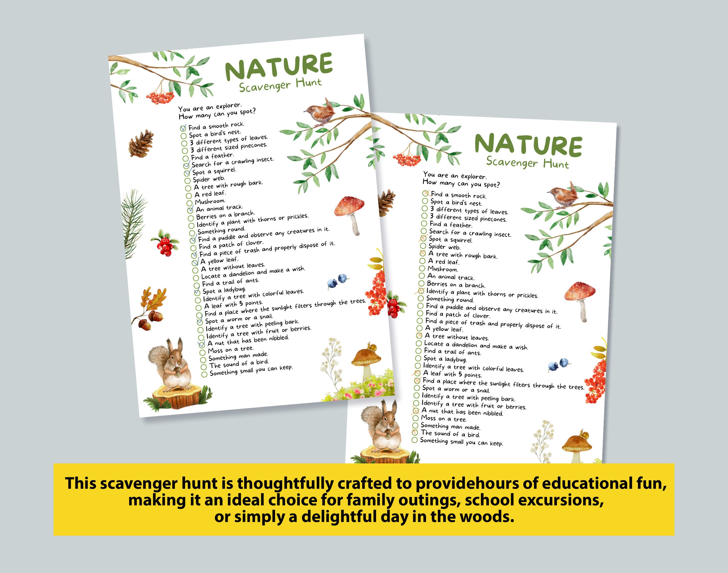 Printable Nature Outdoor Scavenger Hunt, Woodland Treasure Hunt for ...