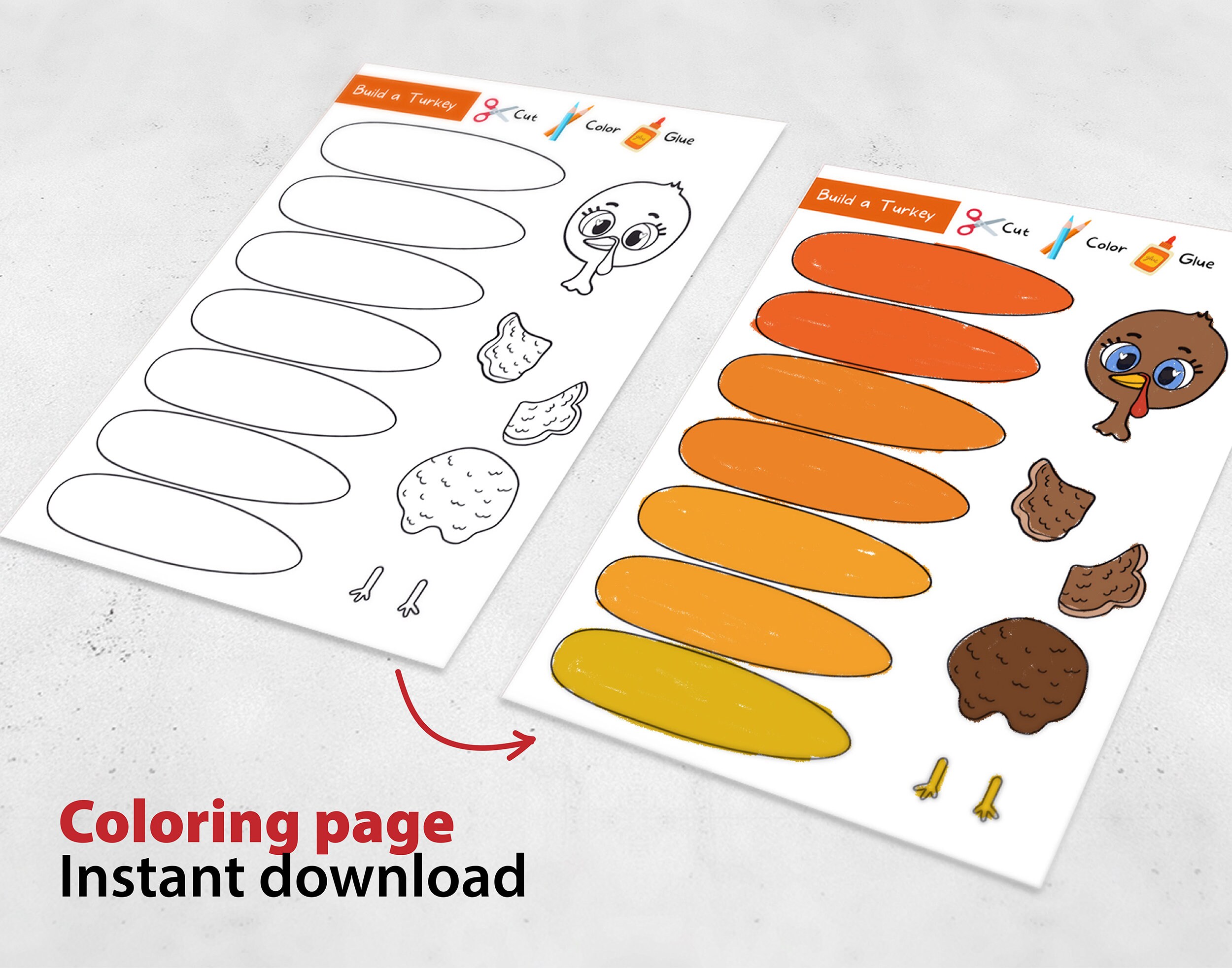 Printable Build a Turkey Kids Craft, Thanksgiving Craft, Printable ...