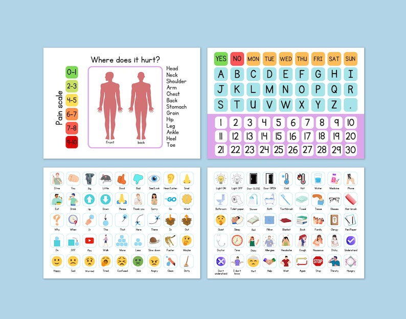 Hospital Communication Board Printable: Nonverbal Communication Aid (A4 ...