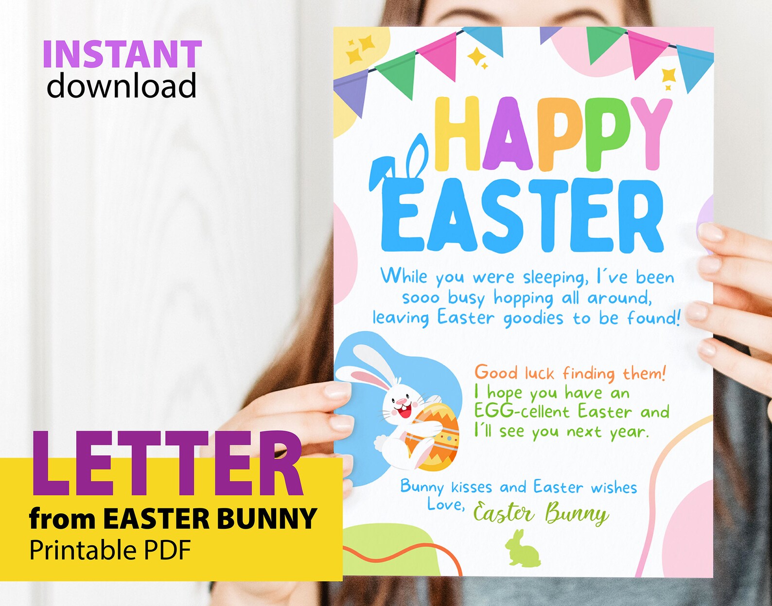 Printable Easter Bunny Letter, Easter Basket Stuffers, Easter Bunny ...