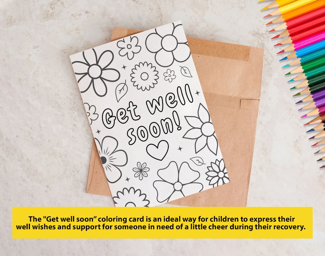 Get Well Coloring Card for Kids, Printable Feel Better Card, Get Well ...