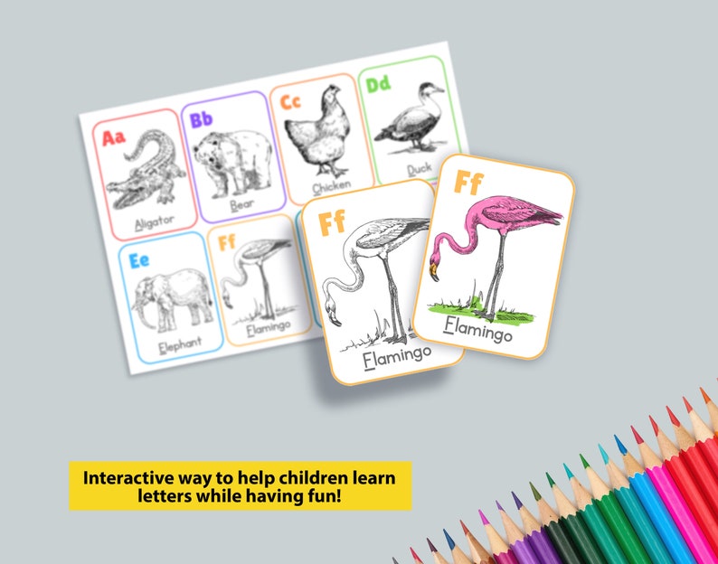 Animal Alphabet Coloring Pages Printables, Alphabet Coloring Cards ...