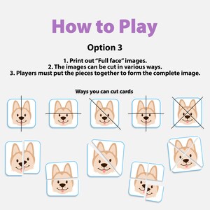 Animals Matching Game for Kids Printable, Symmetry Puzzle, Match ...