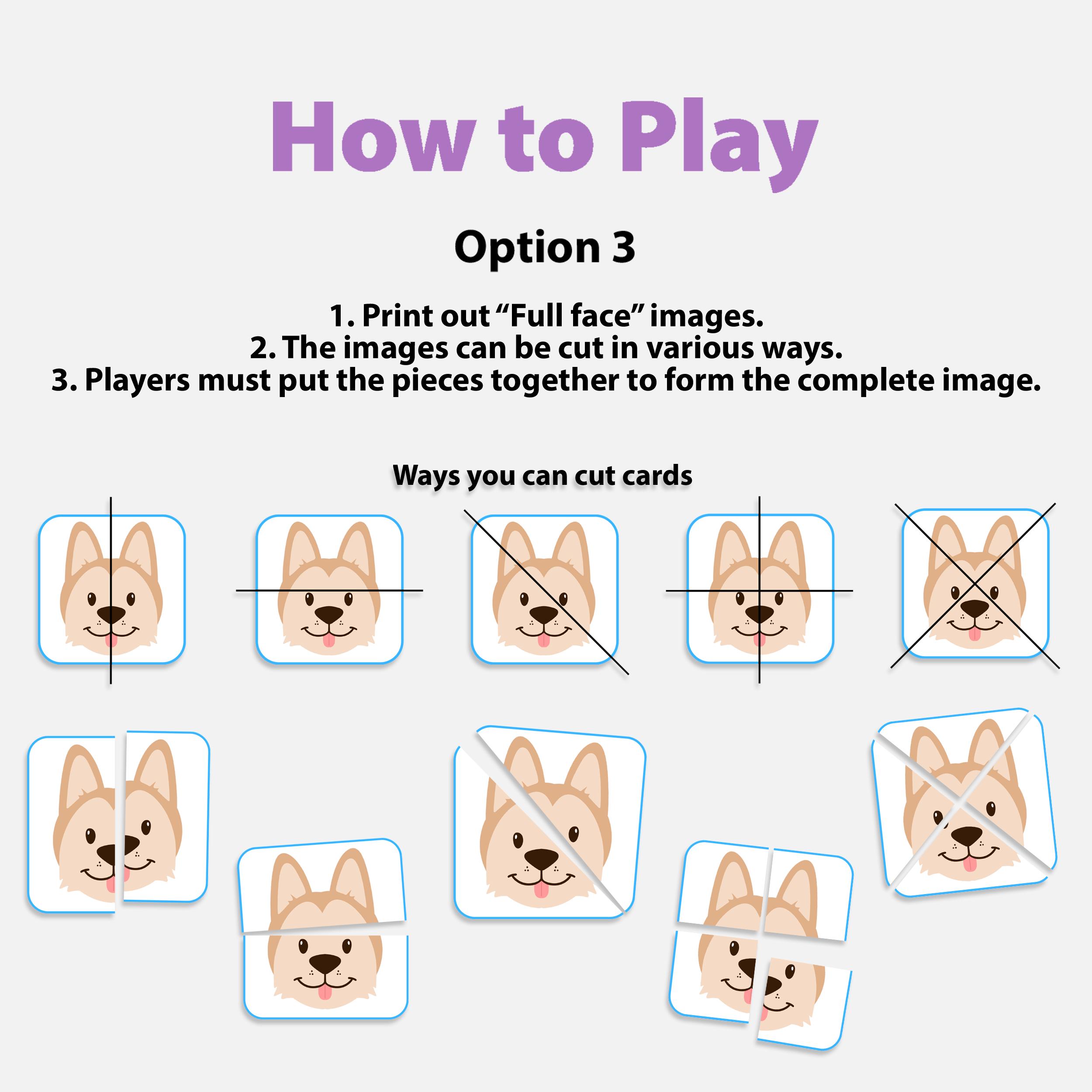 Animals Matching Game for Kids Printable, Symmetry Puzzle, Match ...