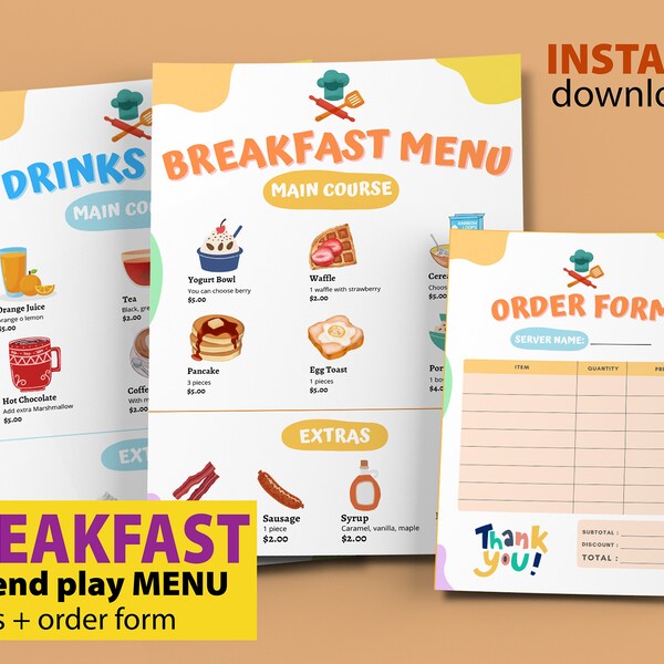 Breakfast Menu for Kids - Etsy