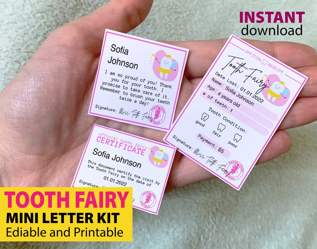 Printable Mini Tooth Fairy Letter, Tooth Fairy Receipt Printable, Lost ...