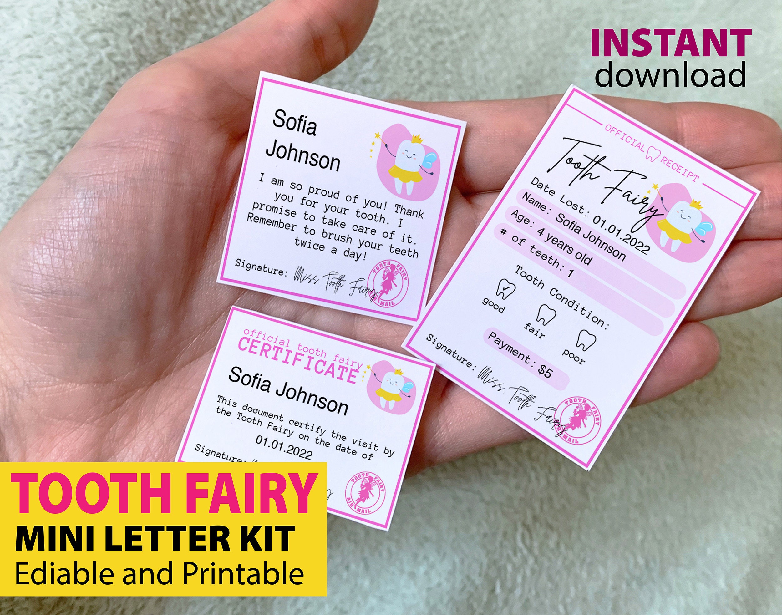 Printable Mini Tooth Fairy Letter, Tooth Fairy Receipt Printable, Lost ...