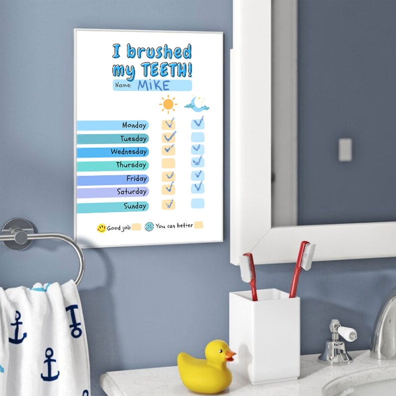 Teeth Brushing Chart for Kids, I Brushed My Teeth Chart , Toddler ...
