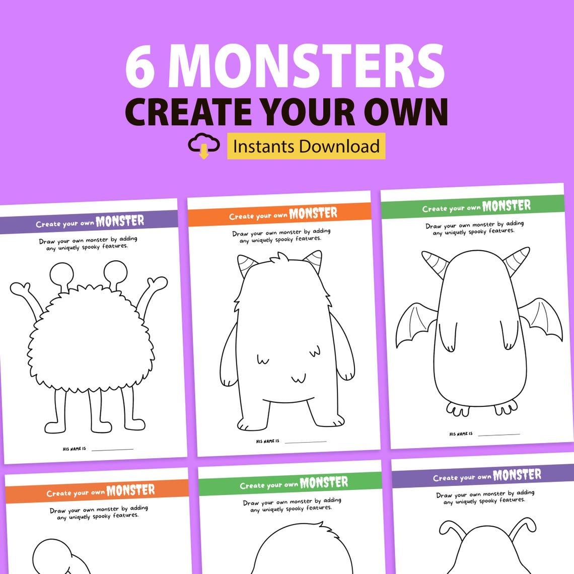 Create Your Own Monster Printable: Halloween Coloring Activity (PDF ...