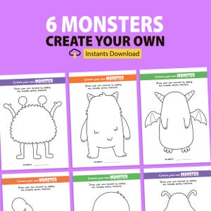 Create Your Own Monster Printable Template for Kids, Halloween Coloring ...