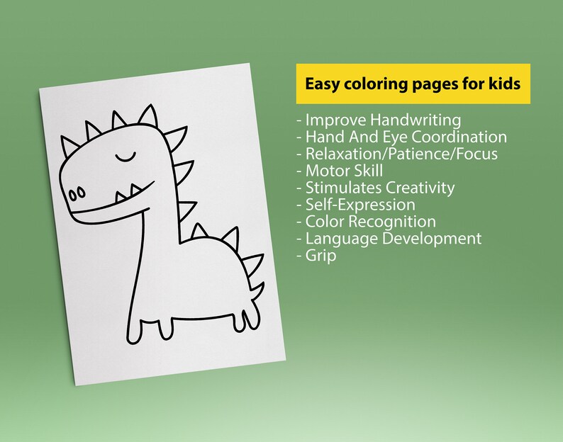 Easy Dinosaur Coloring Pages for Kids Toddlers, Dinosaur Pictures to ...